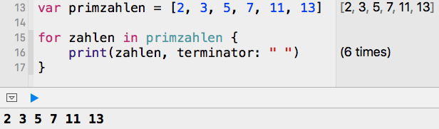 for values in ARR -> Iterating over Arrays | Swift 2 | Repetico