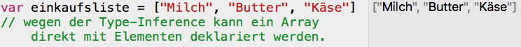 ARRAY = [value1, value2, value3] -> Creating an Array w... | Swift 2 | Repetico