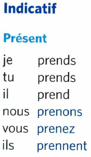 prendrePrésent | 02 Franz VK prendre | Repetico