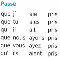 prendreSubjonctif passé | 02 Franz VK prendre | Repetico