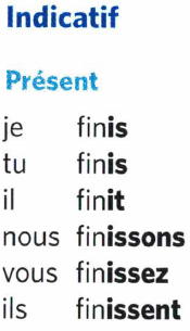 finirPrésent | 02 Franz VK finir | Repetico