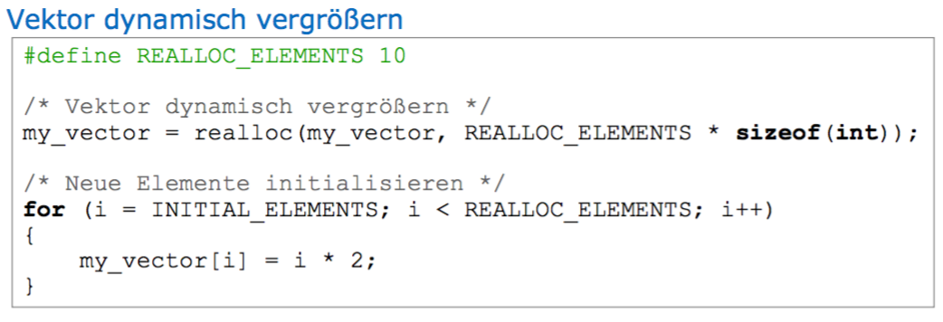 Überlege wie der Code zum vergrößern des dynamischen ... | W-HS: PPR (Prozedurale Programmierung ...