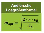 Wirtschaftlichste Bestellmenge (Andlersche Losgrößenfo ...