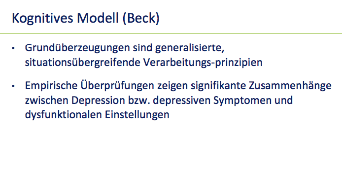 Wie sieht Becks kognitives Modell von Depressionen aus?W... | Klinische ...