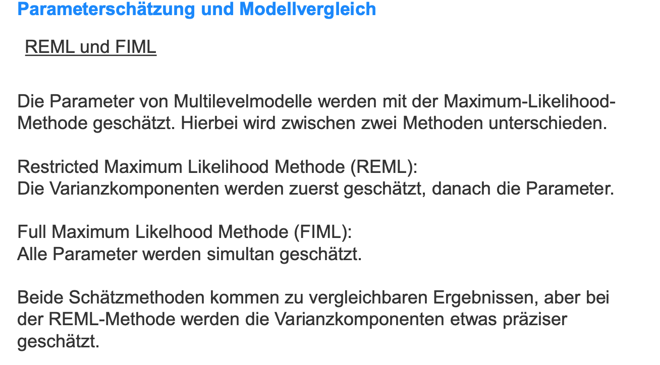 Was sind REML und FIML und wann werden sie jeweils verwe ...