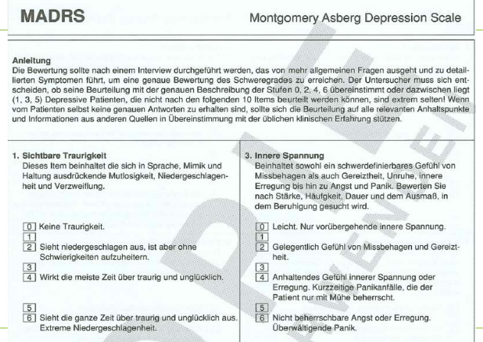 Wie wird der MADRS ausgewertet? | Klinische Psychologie | Repetico
