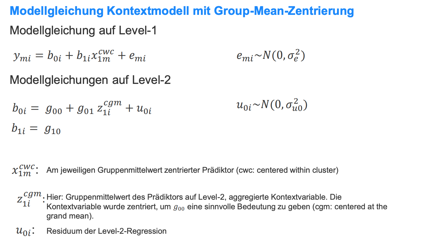 Erkläre die Modellgleichung eines Kontextmodells mit Gr ...