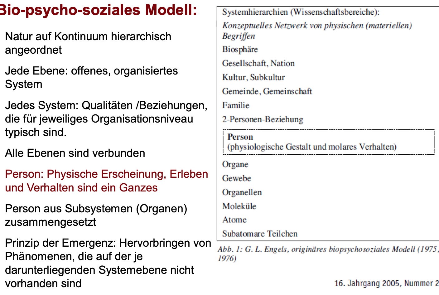 Erkläre das Bio-Psycho-Soziale Modell von Engel 1977 ...