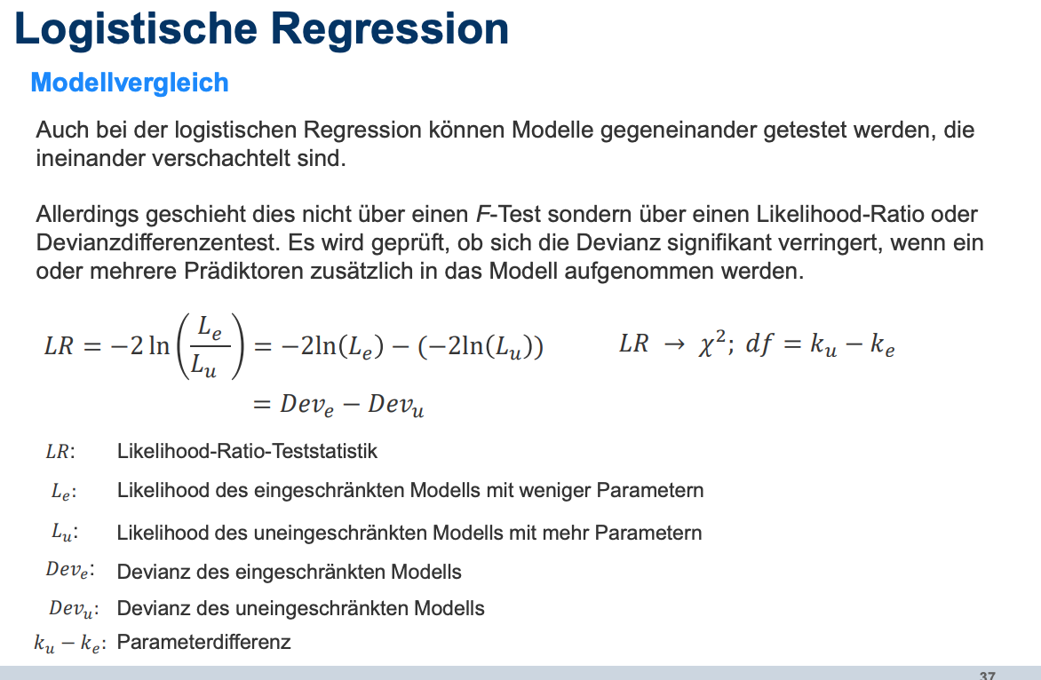 Wie funktioniert der Modellvergleich in der logistischen ...