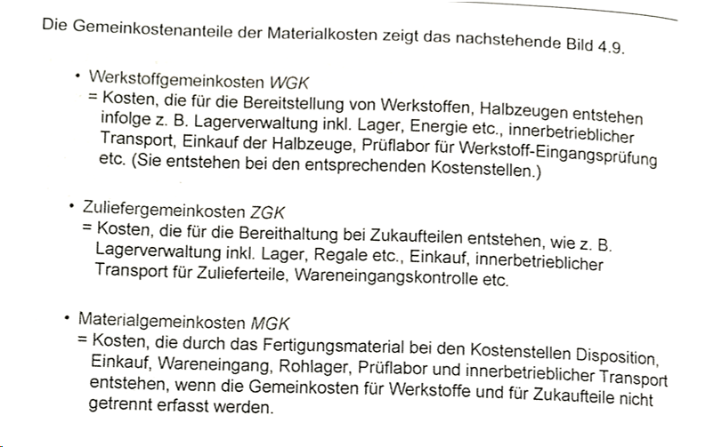 Nennen Sie 3 Gemeinkostenanteile der Materialkosten | Hybri…