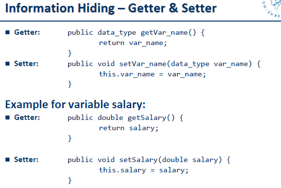 Wie ist getter & setter aufgebaut?Wann wendet man es an ...
