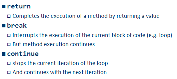 return, break, continue? | Programmierung | Repetico