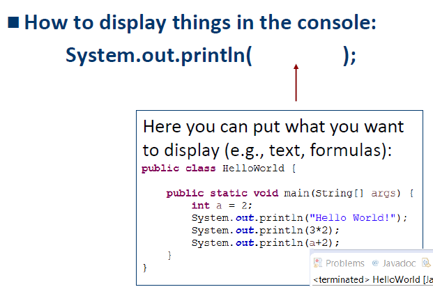 Wie endet jedes java Programm? Gebe die genaue "Formel" an,…