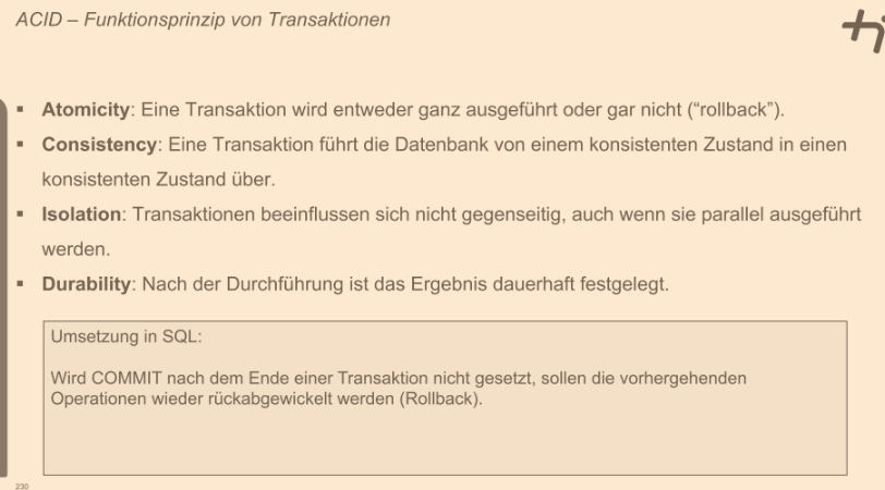 Was ist das ACID-Prinzip? | Back-End | Repetico