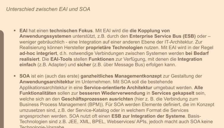 Worin unterscheidet sich SOA von EAI? | Back-End | Repetico