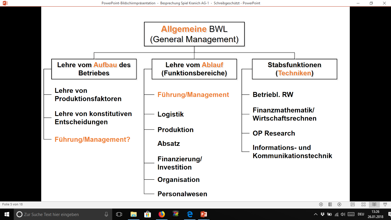 In welche3 Kategorien wird die allgemeine BWL eingeteilt? N…