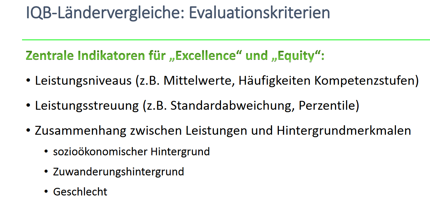 IQB Ländervergleich. Evaluationskriterien. Was sind zentral…