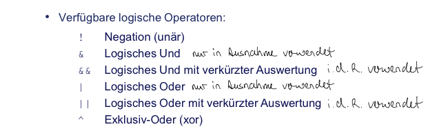 Welche logische Operatoren stehen zur Verfügung? | Allgemein Info Algo ...