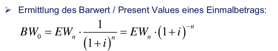 Barwert eines Einmalbetrags (Formel) | Investition und Fina…