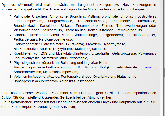 Differenzialdiagnose Dyspnoe, inspiratorische Dyspnoe | Pulmo | Repetico