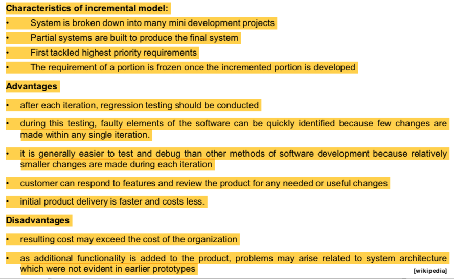 Incremental Model Advantages/Disadvantages | Procedure Models | Repetico