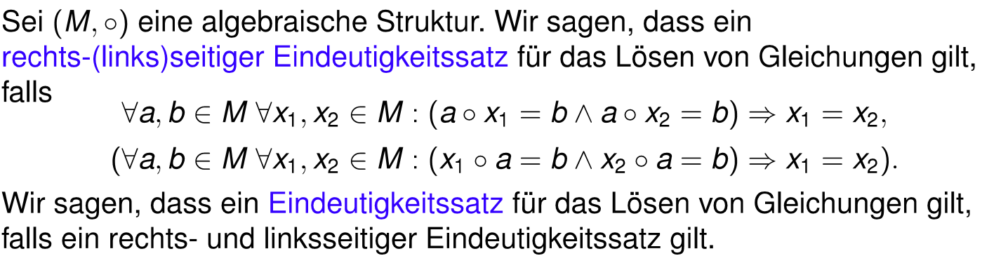 Definiere beide Eindeutigkeitssätze für das Lösen v... | Diskrete ...