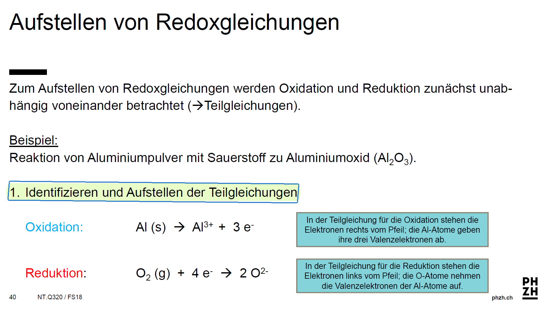 Redoxreaktion Aufstellen
