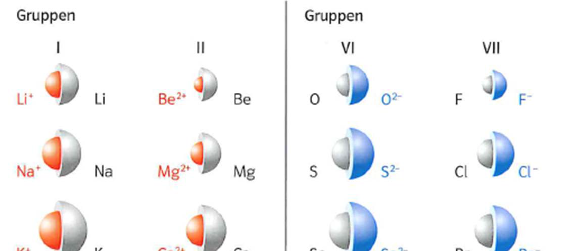 Wie entwickelt sich die Grösse der Ionen in den einzelnen G…