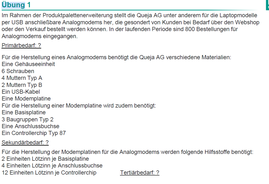 Analytisches Verfahren & Gozinto | Beschaffung, Fertigung,