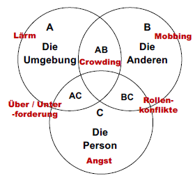 Beschreibe das Modell "Quellen von Stress und Belastung auf…