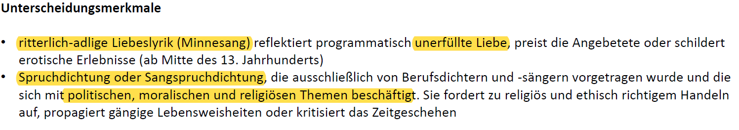 Was unterscheidet den Minnesang von der Sangspruchdichtu ...