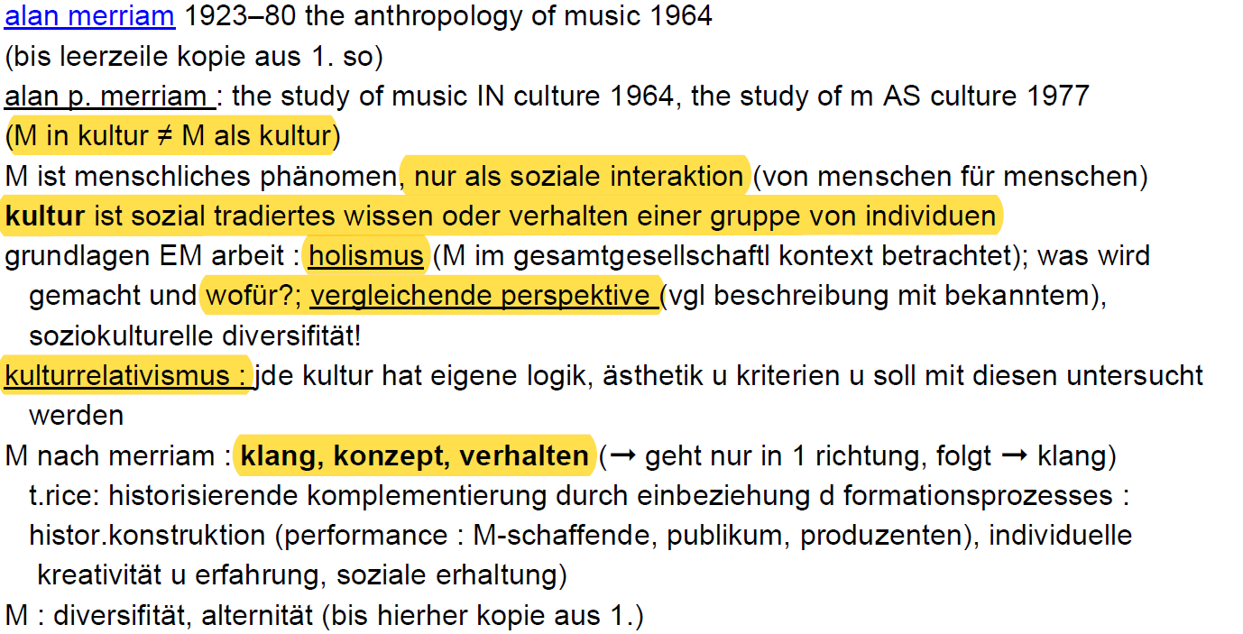 Welche Aspekte verfolgte Alan P. Merriam in der EM? | Einführung in die ...