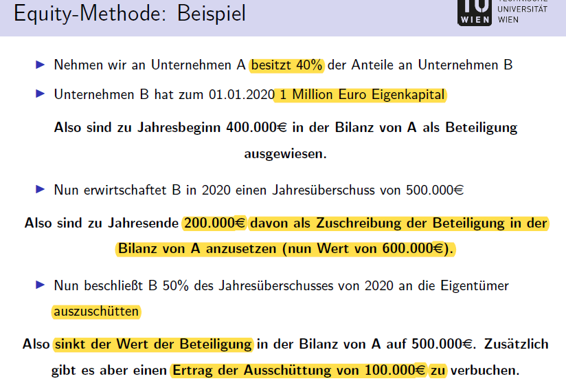 Erklären Sie die Equity-Methode an einem Beispiel.Berü ...