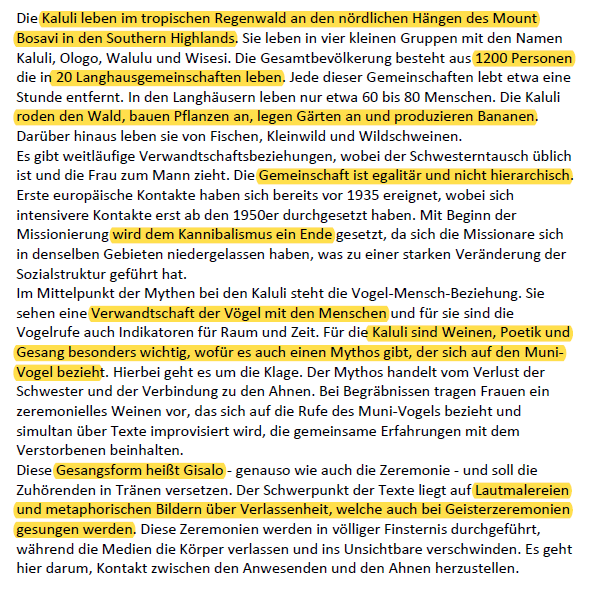 Wie kann man die Kultur und Musik der Kaluli beschreiben... | Musik der ...