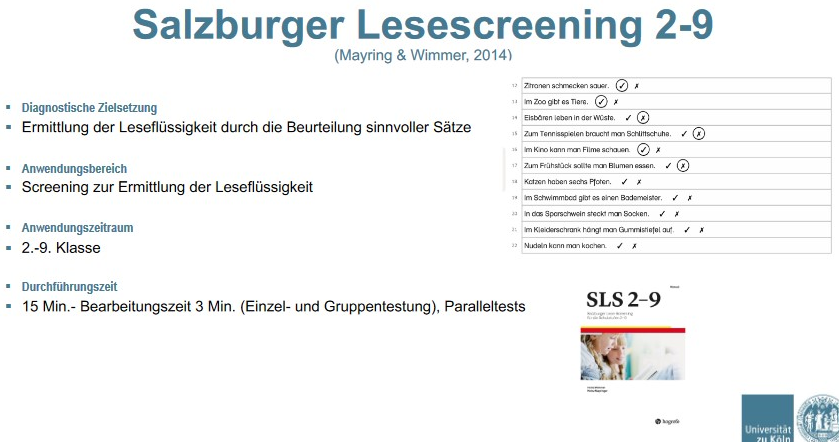Salzburger Lesescreening 2-9Mayring & Wimmer (2014) Erm... | MA LE SM1 Mathematik und ...