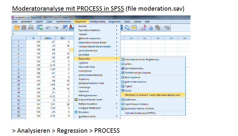 Moderation - Moderationsanalyse mit Process in SPSS - Sc... | Statistik ...